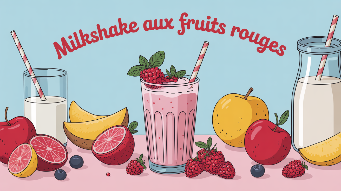 Milkshake fruits rouges express : 3 ingrédients, 5 minutes, plaisir garanti